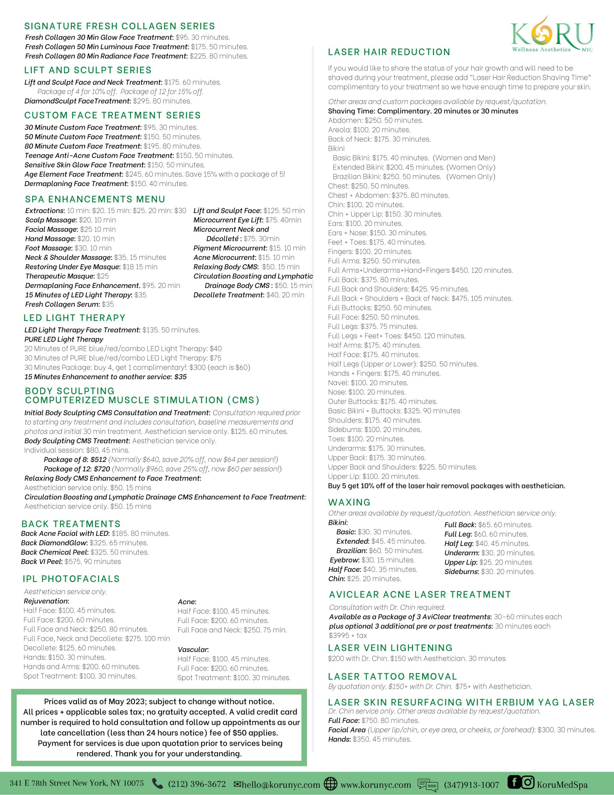 PRICE-LIST-May-2023-2 | Koru Health Wellness and Medical Aesthetics